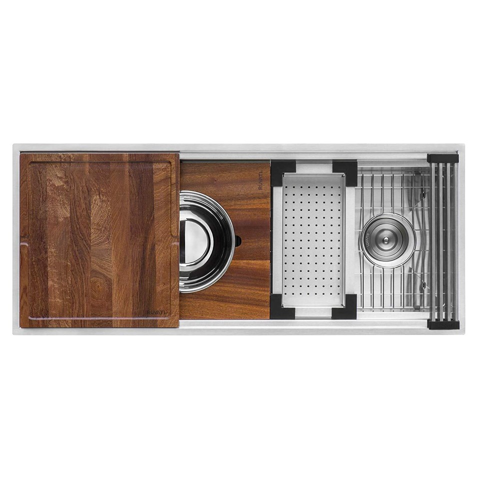 Ruvati RVH8333 45-inch Undermount Workstation Two-Tiered Ledge Kitchen ...