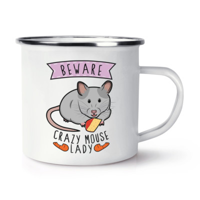 Beware Crazy Mouse Lady Retro Enamel Mug Cup - Funny Joke | eBay Australia