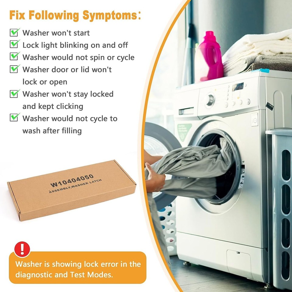 W10404050 W10238287 Washer Lid Lock Latch Switch+W10240513 Strike for ...