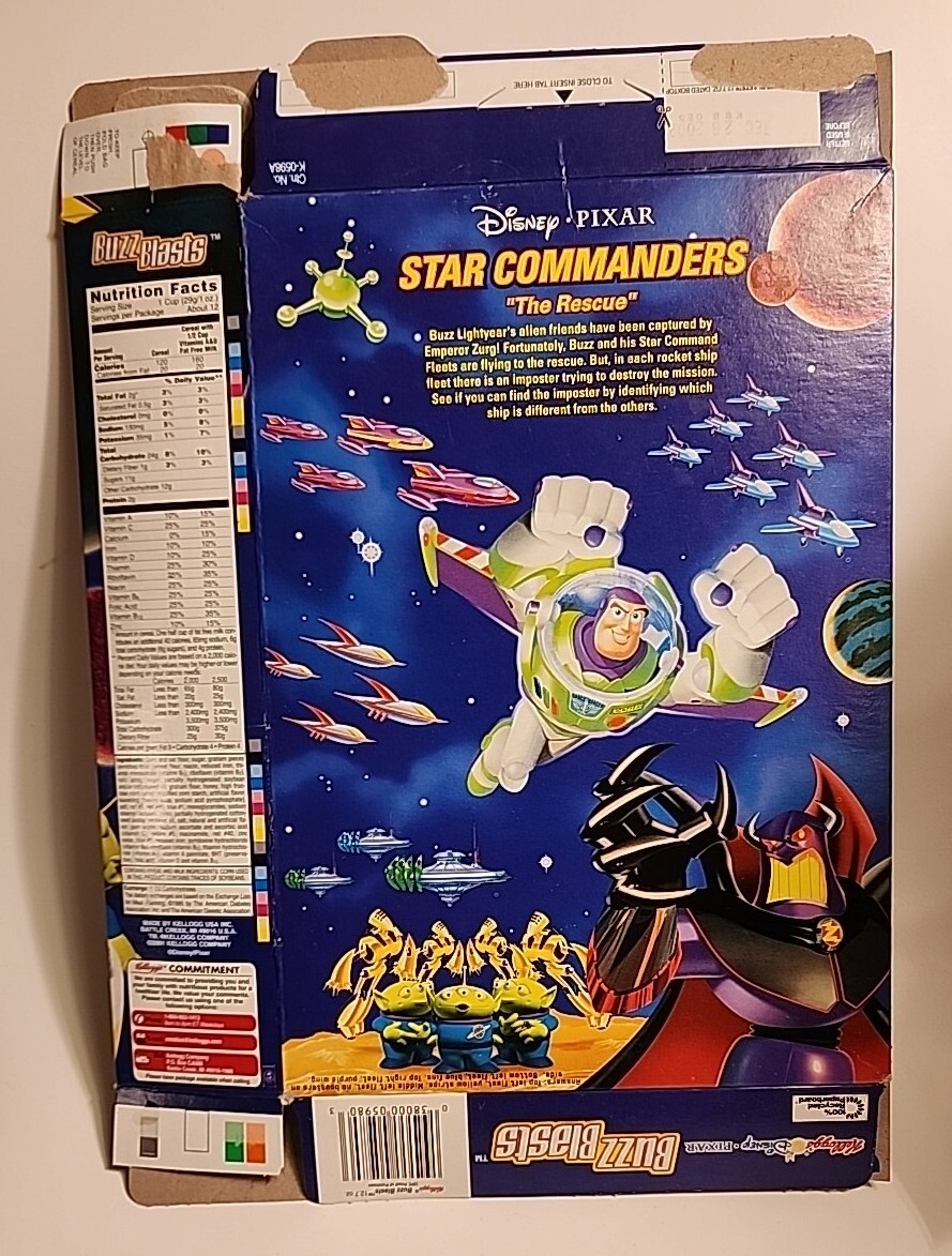 Vintage 2001 Kellogg's Buzz Blasts Cereal Disney Pixar Toy Story BOX ONLY | eBay