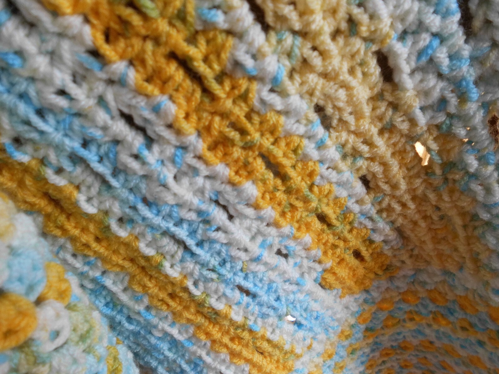 BOHO BABY BLANKET, 31x31 ins, CROCHET, CENTRAL EYELET DETAIL, PICOT ...