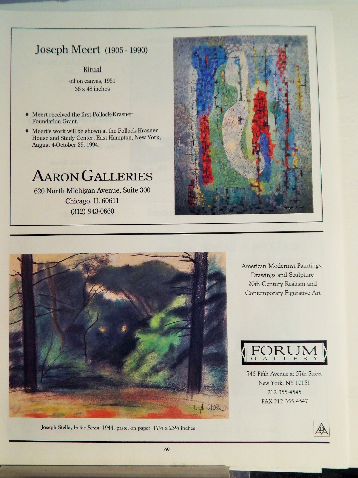 JOSEPH MEERT / JOSEPHE STELLA ART PIECES VTG ORIG 1994-2 ADVERTISEMENT ...