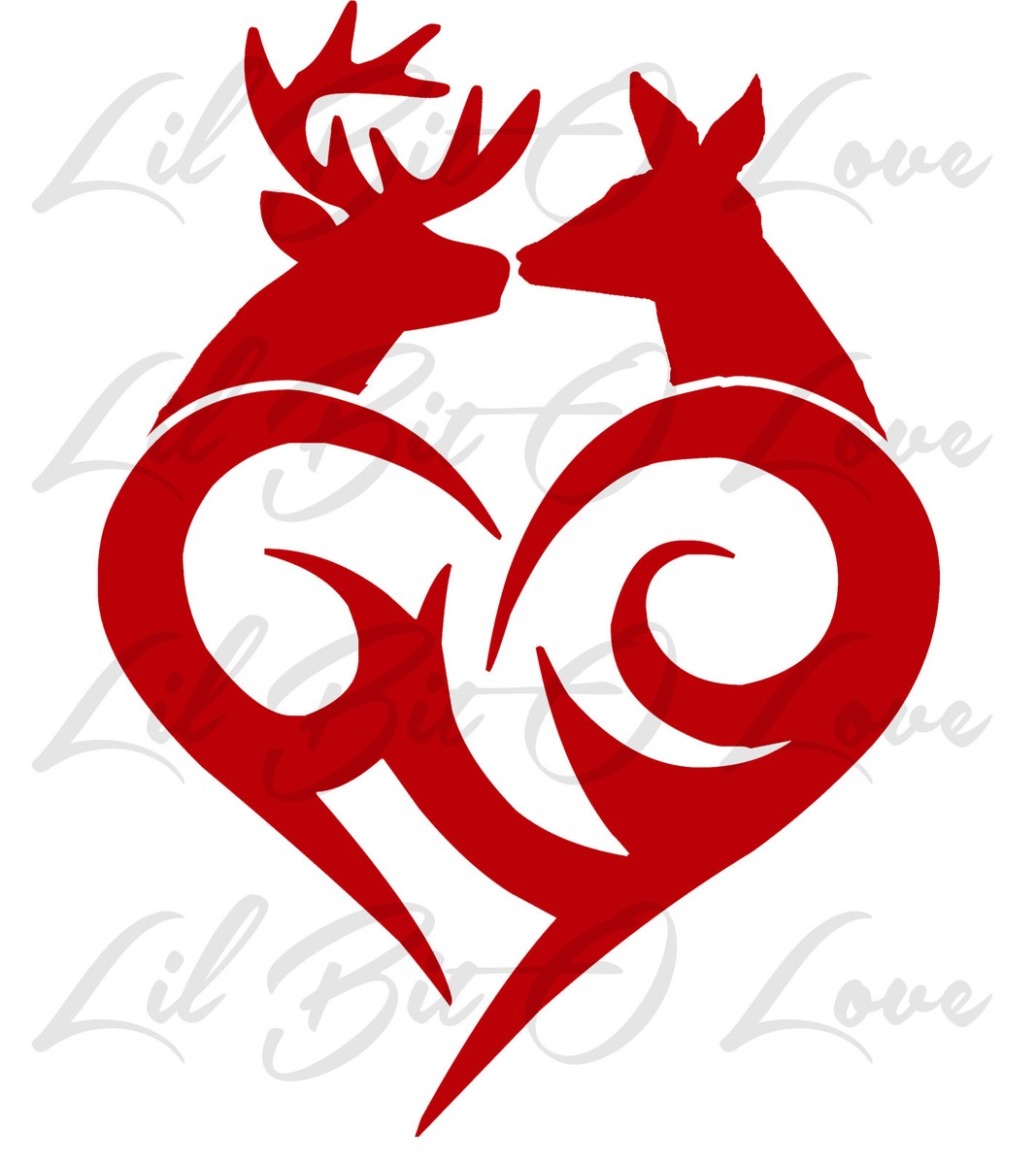 Buck And Doe Heart Decal
