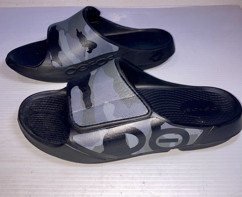 Oofos Ooahh Sport Flex Slides Sz M11 W13 Black Gray Camo Adjustable ...