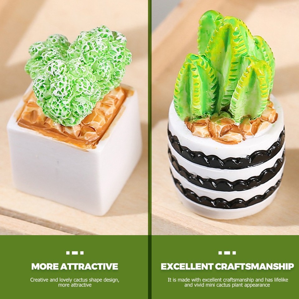 16 pcs Faux Cactus Potted Plants Mini Faux Cactus Bonsai with Pots ...