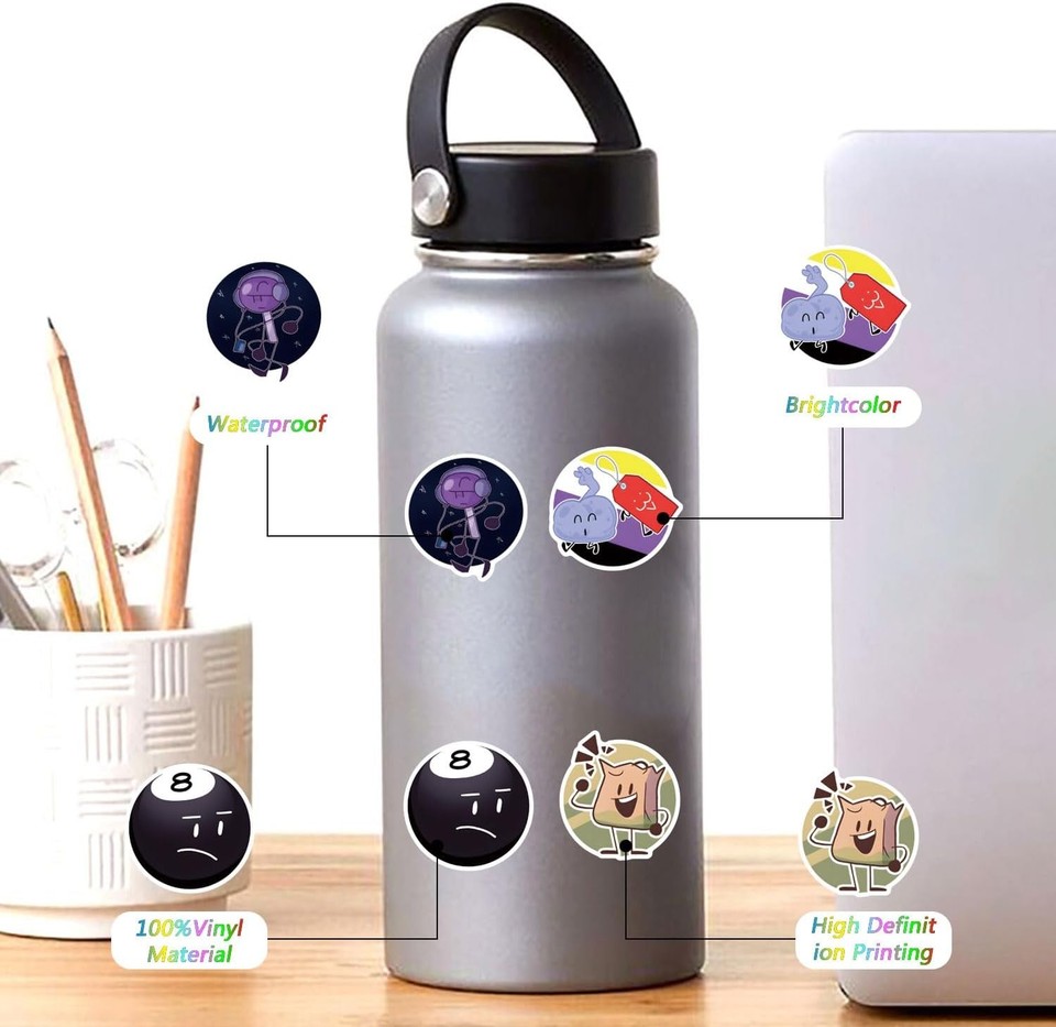 110pcs BFDI Cute Battle for Dream Island Stickers Vinyl Waterproof ...