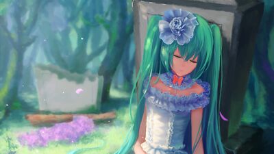 Anime vocaloid sleeping closed eyes twintails cyan hair Playmat Gaming ...