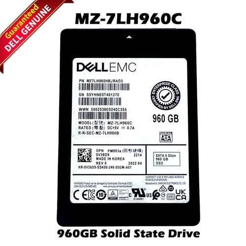 Dell EMC 960GB SSD MZ-7LH960C SATA 6Gbps 2.5" PM883a 0V36D9 Solid State ...