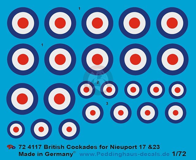 Peddinghaus 1/72 UK National Cockade British Aircraft Markings WWI 3 ...