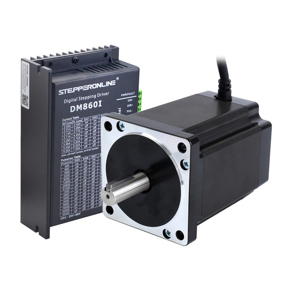 STEPPERONLINE Nema 34 Stepper Motor 8.2Nm(850oz.in) 6A φ14mm &Driver ...