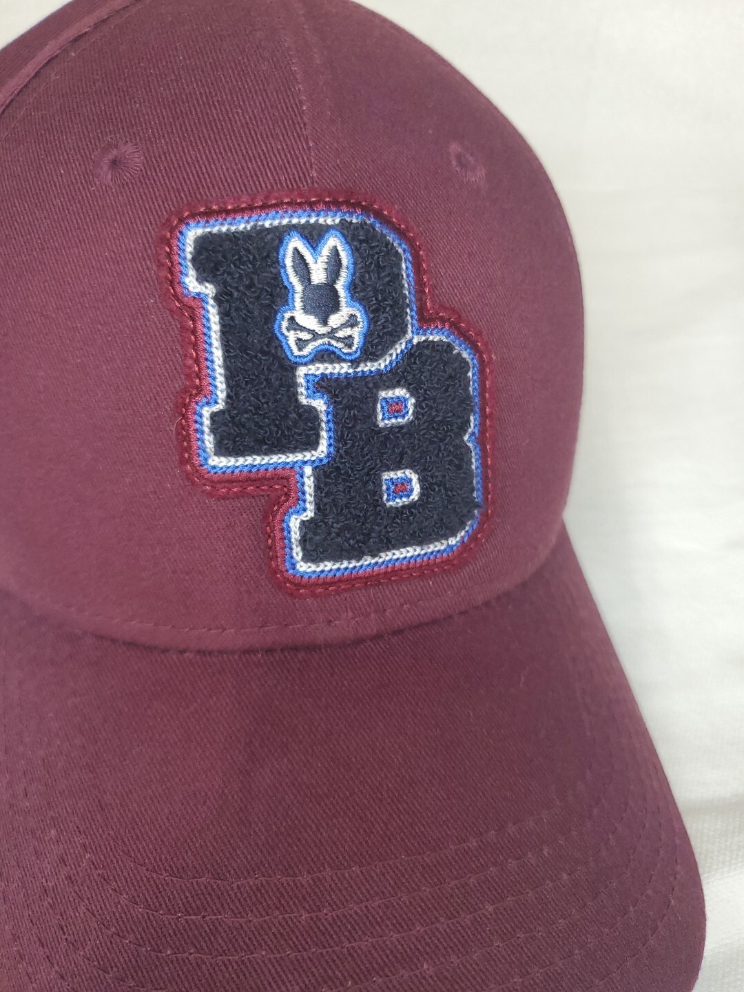 Psycho Bunny PB Crimson Red & Blue Hat/Cap Patch Adjustable Strap Used ...