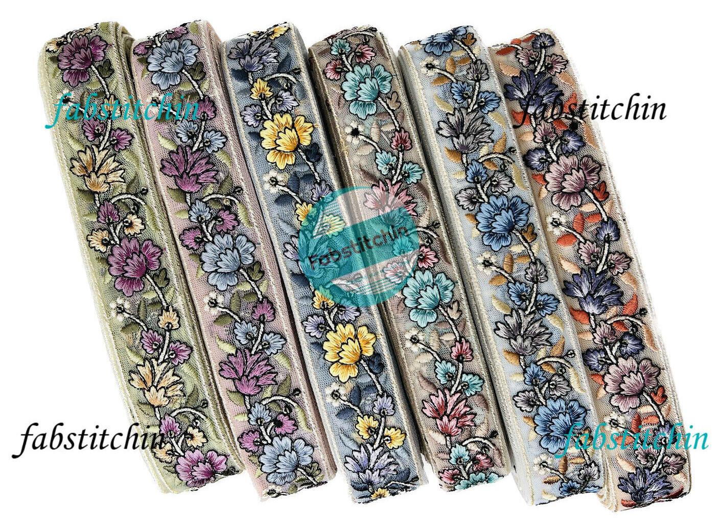 9 Yards MultiColor Floral Embroidered Sari Border Lace Trim Ribbon for ...