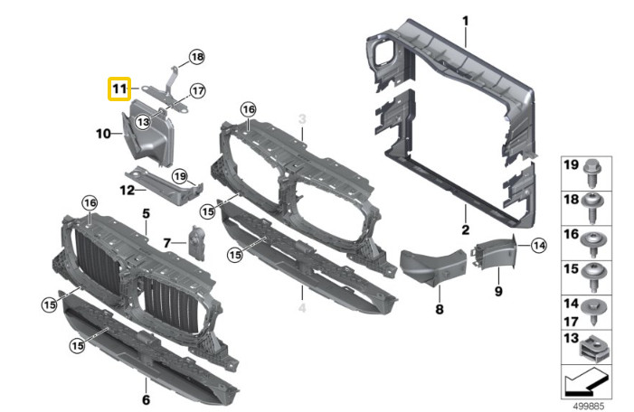 NEW BMW X3 G01 UPPER LEFT AUXULIARY RADIATOR BRACKET 51647400115 ...