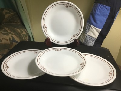 4 CORNING / CORELLE MELODY Pattern 6 3/4” BREAD DESSERT PLATES - Brown ...