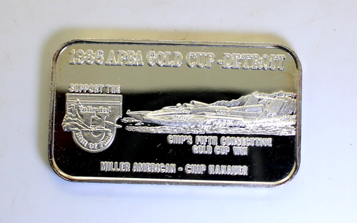 RARE 1986 APBA GOLD CUP BOAT RACING, DETROIT, CHIP HANAUER 1 OZ .999 ...