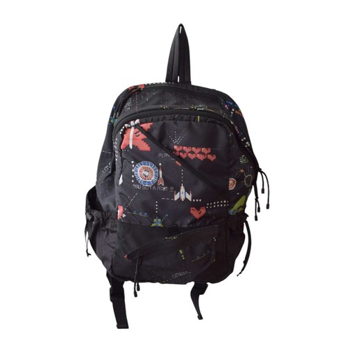 Valentino Garavani Game print black nylon, cotton and leather backpack ...