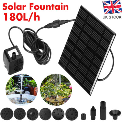 Solar Panel Pond Powered Water Feature Pump with 6 Nozzle for Garden ...