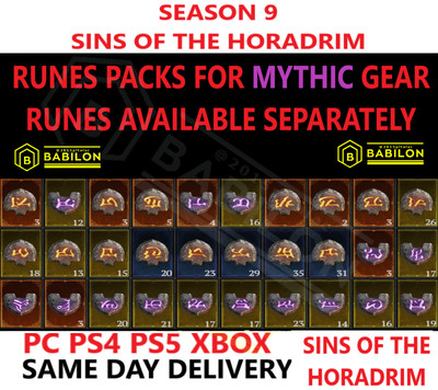 DIABLO 4 SEASON 9 Mythic Uniqes Rune Set &All Runes PC PS4 PS5 XBOX ...