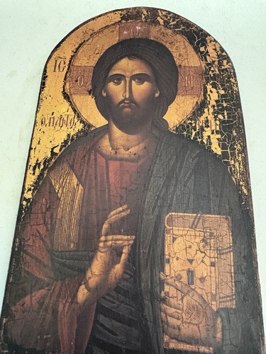 Greek Russian Orthodox Handmade Wooden Icon Blessing Christ 7.5”x 4.5 ...