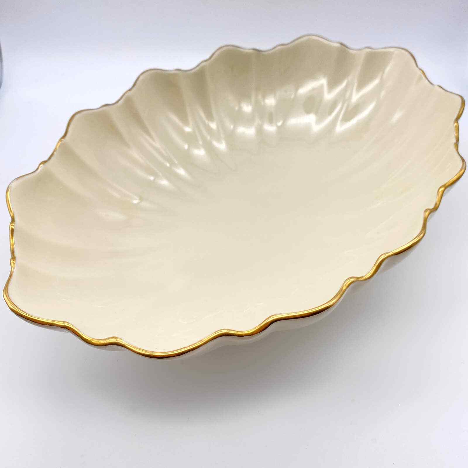 LENOX Scallop Edge Footed Serving Bowl, 24K Gold Trim | eBay