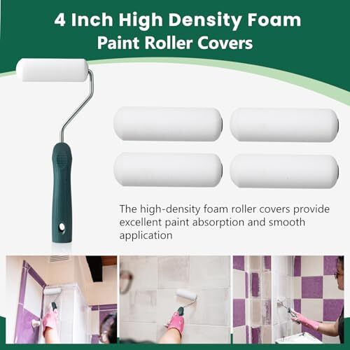 Paint Roller, 16 Pcs 4 Inch Small Paint Roller 4 inch paint roller kit ...