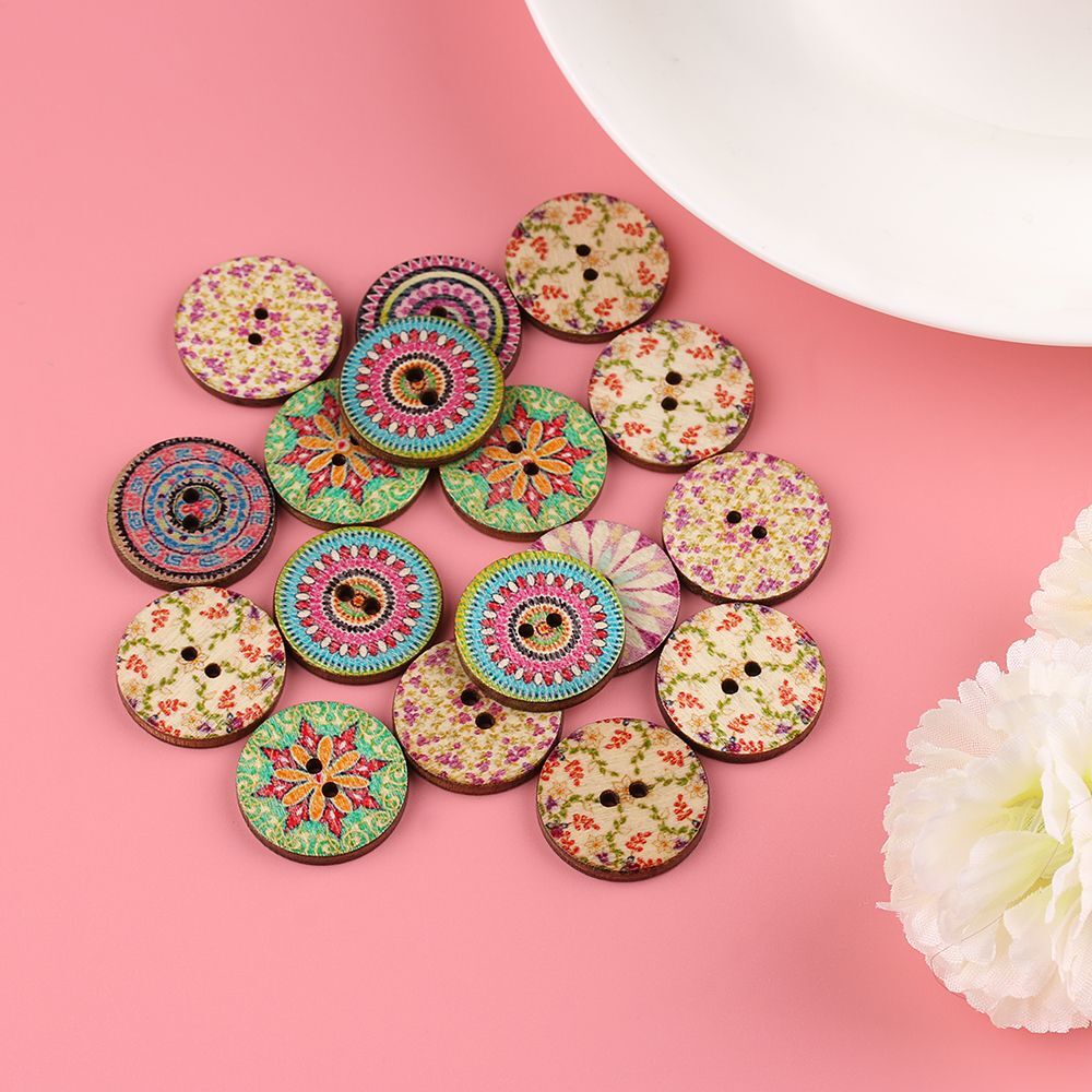 100PCS New DIY Crafts Handmade Round Shape Sewing Buttons Wooden ...