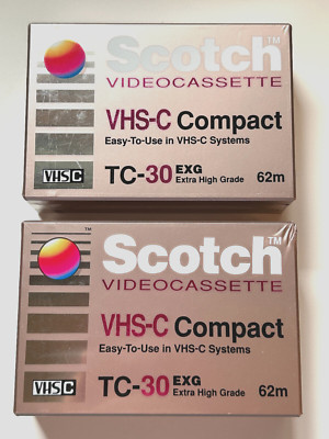 2 NEW Scotch TC-30 EXG VHS-C Blank Tape Model 3M Extra High Grade ...