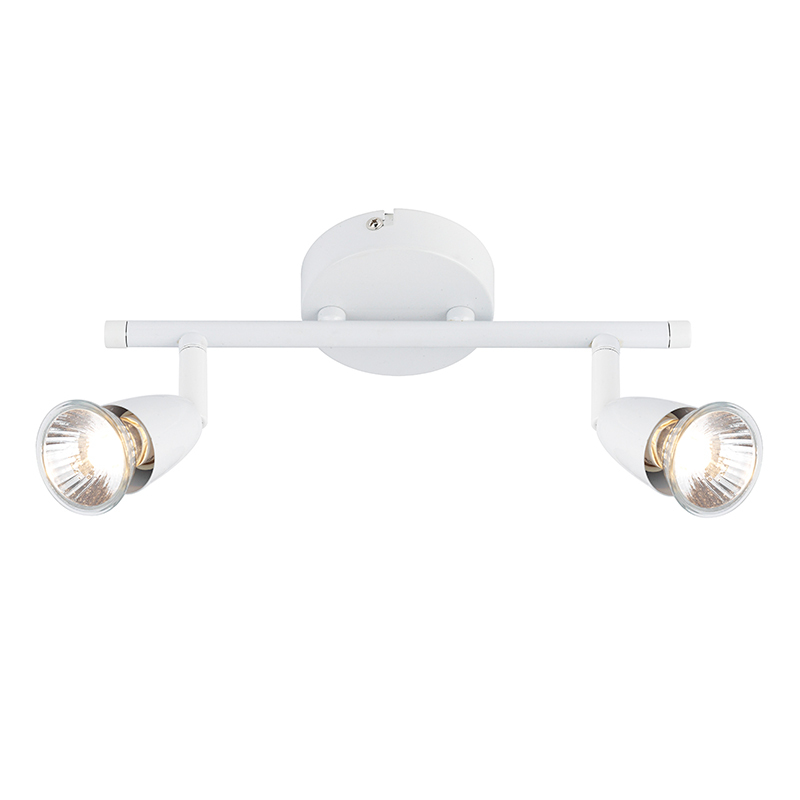 Gloss White 2 Way GU10 Bar Double Spotlight Ceiling Spot Light Halogen ...