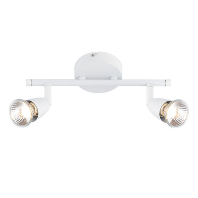 Gloss White 2 Way GU10 Bar Double Spotlight Ceiling Spot Light Halogen ...