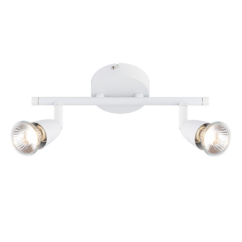 Gloss White 2 Way GU10 Bar Double Spotlight Ceiling Spot Light Halogen ...