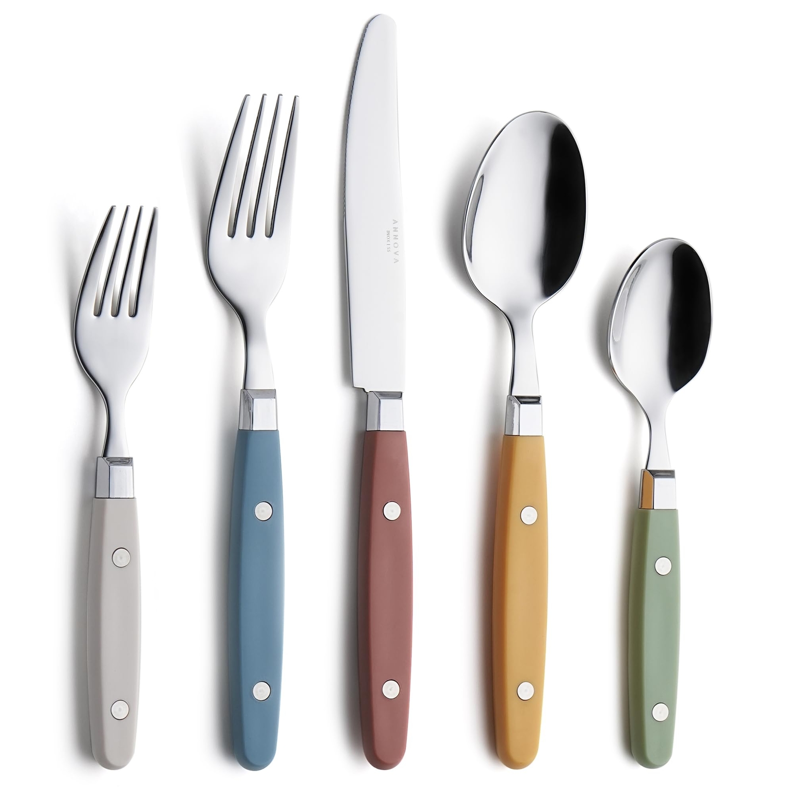 Silverware Set 20 Pieces Stainless Steel Color Handle With Rivet/Retro ...