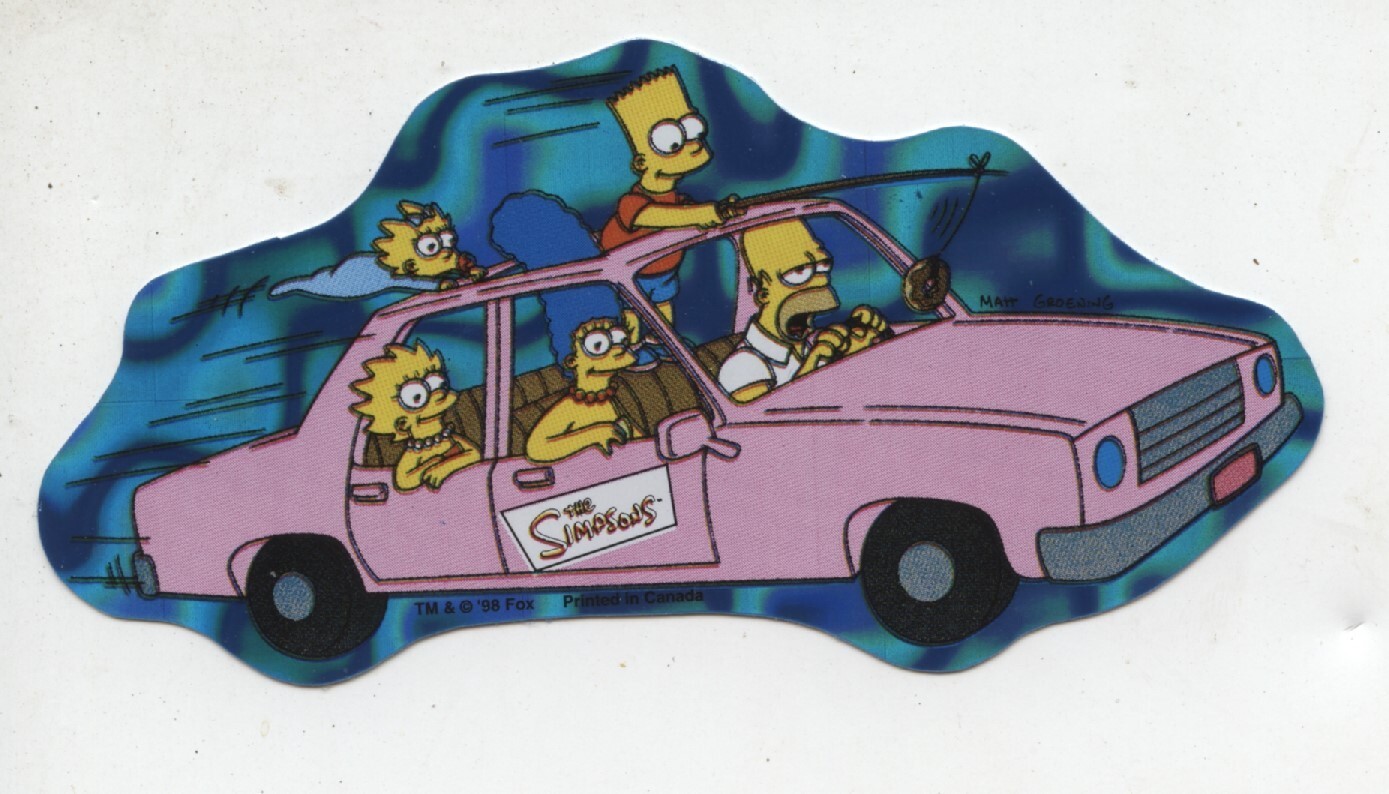Old Vintage 1998 The Simpsons Car Prismatic Vending Machine Sticker 4 1 ...
