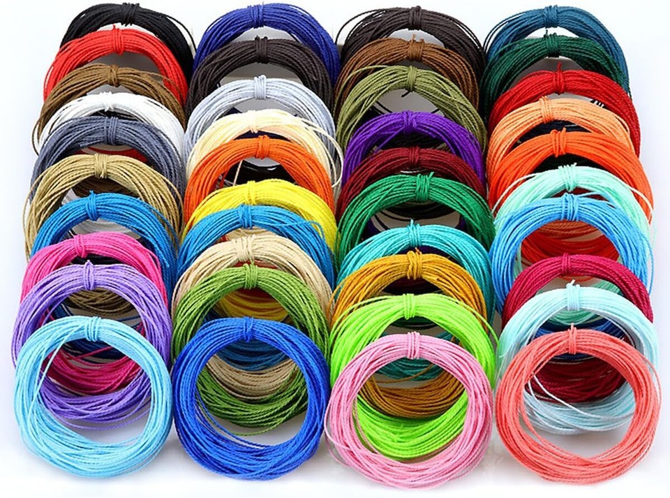 40 Colors 1mm Waxed Polyester Cord Wax Coated String for Bracelet ...