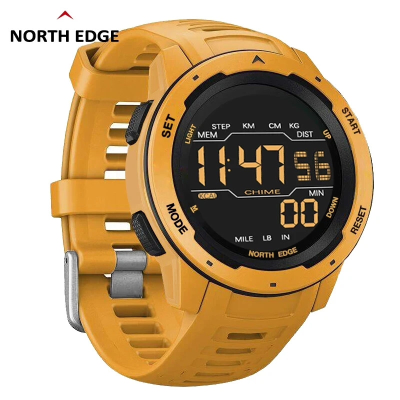 NORTH EDGE Mars Military Waterproof Dual Time Pedometer Alarm Digital ...