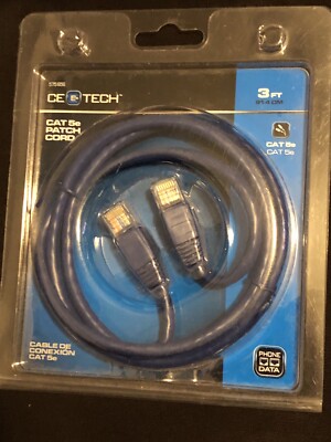 CE-TECH 3 Ft Blue Ethernet Cable Cat5e Cat5 LAN Patch Network | eBay