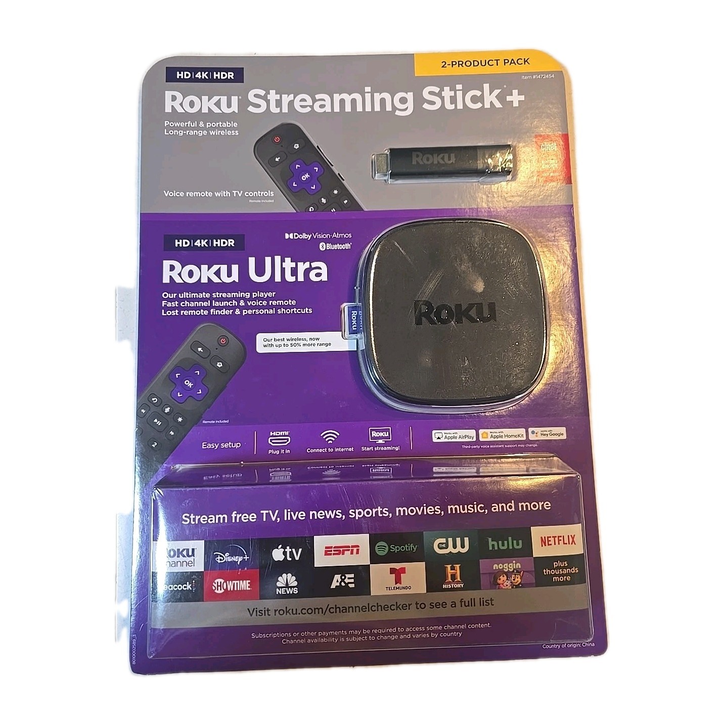 NEW 2 Pack Roku Ultra 4K HDR Pro & Roku Stick 4K with Voice Remote ...