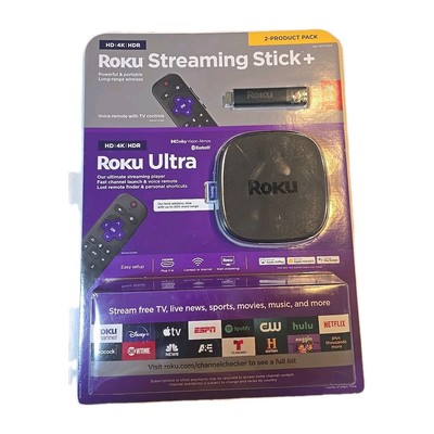 NEW 2 Pack Roku Ultra 4K HDR Pro & Roku Stick 4K with Voice Remote ...