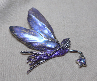 Vintage Kirks Folly Purple "Astral" Fairy Brooch Pin Silvertone | eBay