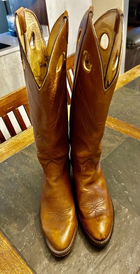 Vintage TONY LAMA BUCKAROO Mens 10.5D Cowboy Boots Tall Acorn Brown ...