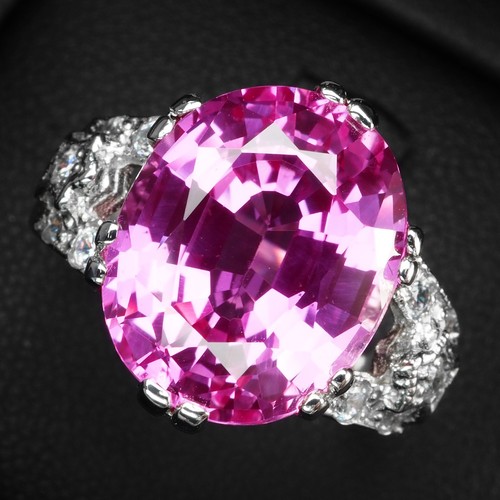 Brilliant Fuchsia Pink Sapphire Oval 8.75Ct 925 Sterling Silver ...