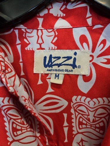 Mens Uzzi Hawaiian Shirt Red Tiki Pattern Sz M | eBay