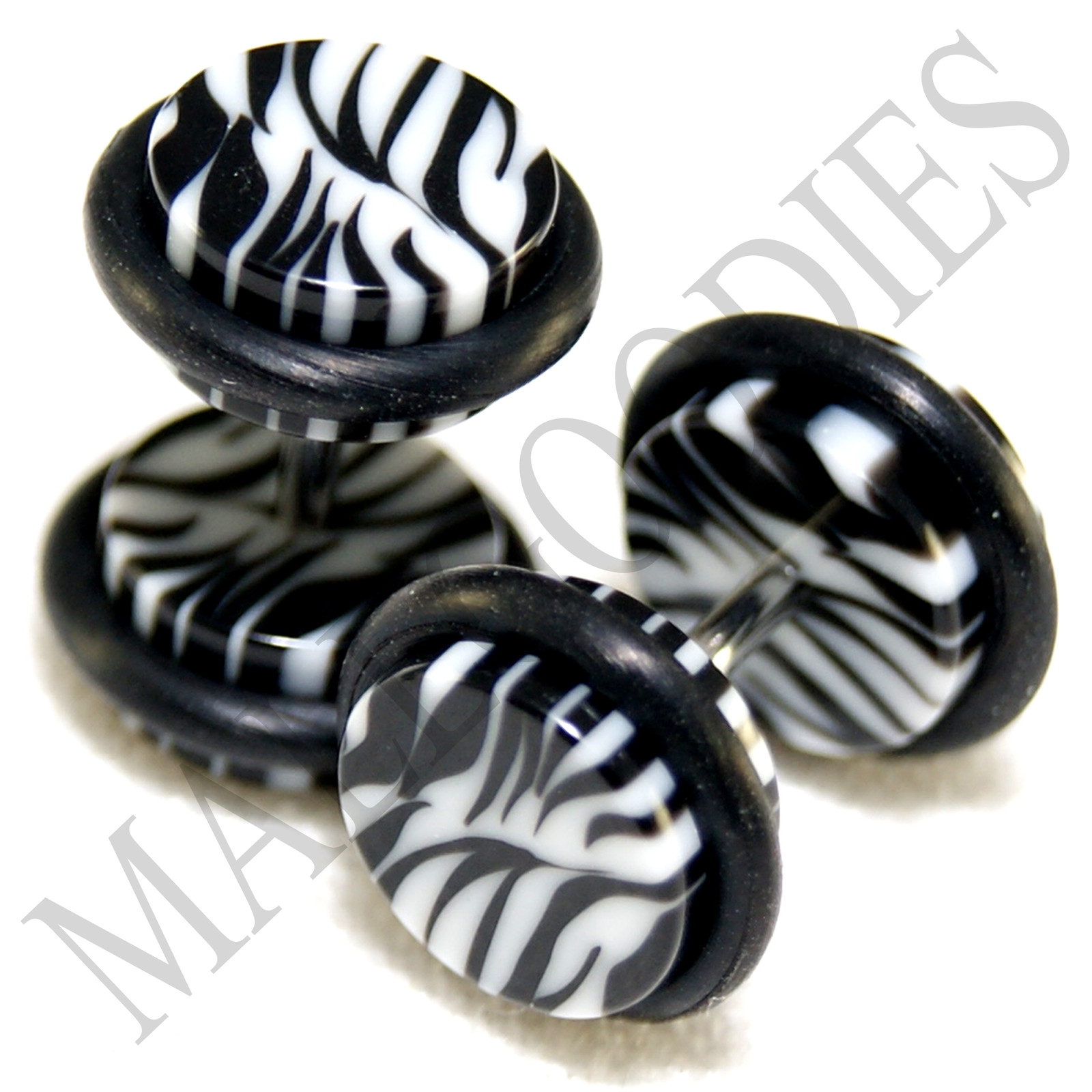 V067 Fake Cheaters Faux Illusion Ear Plugs 16G Checkered Spiral Weed ...