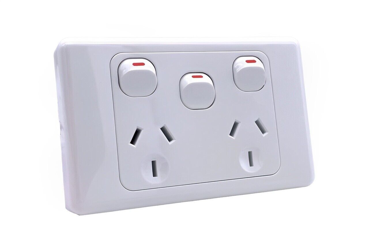 10 Amp 240V Double Power Point Socket Outlet GPO Wall Light Switch USB ...