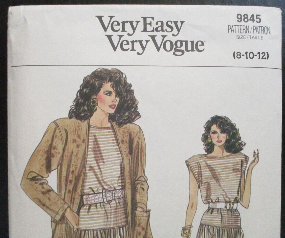 Very Easy Very Vogue Pattern 9845 Misses Jacket & Dress Size 8-10-12 ...