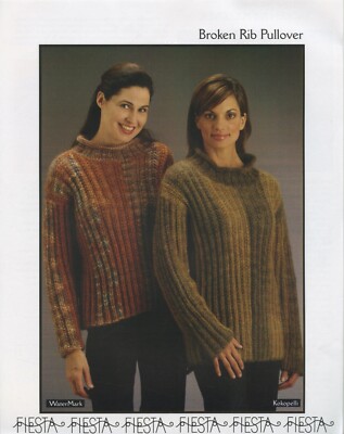 Fiesta Knitting Pattern - Kokopelli Broken Rib Pullover - Women 38"-52 ...