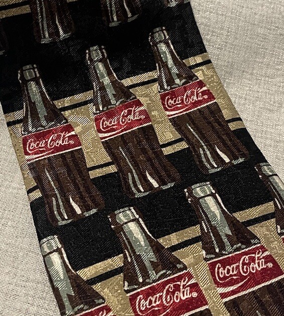 Coca Cola Silk Tie Classic Bottle Print Black Red USA 56” | eBay