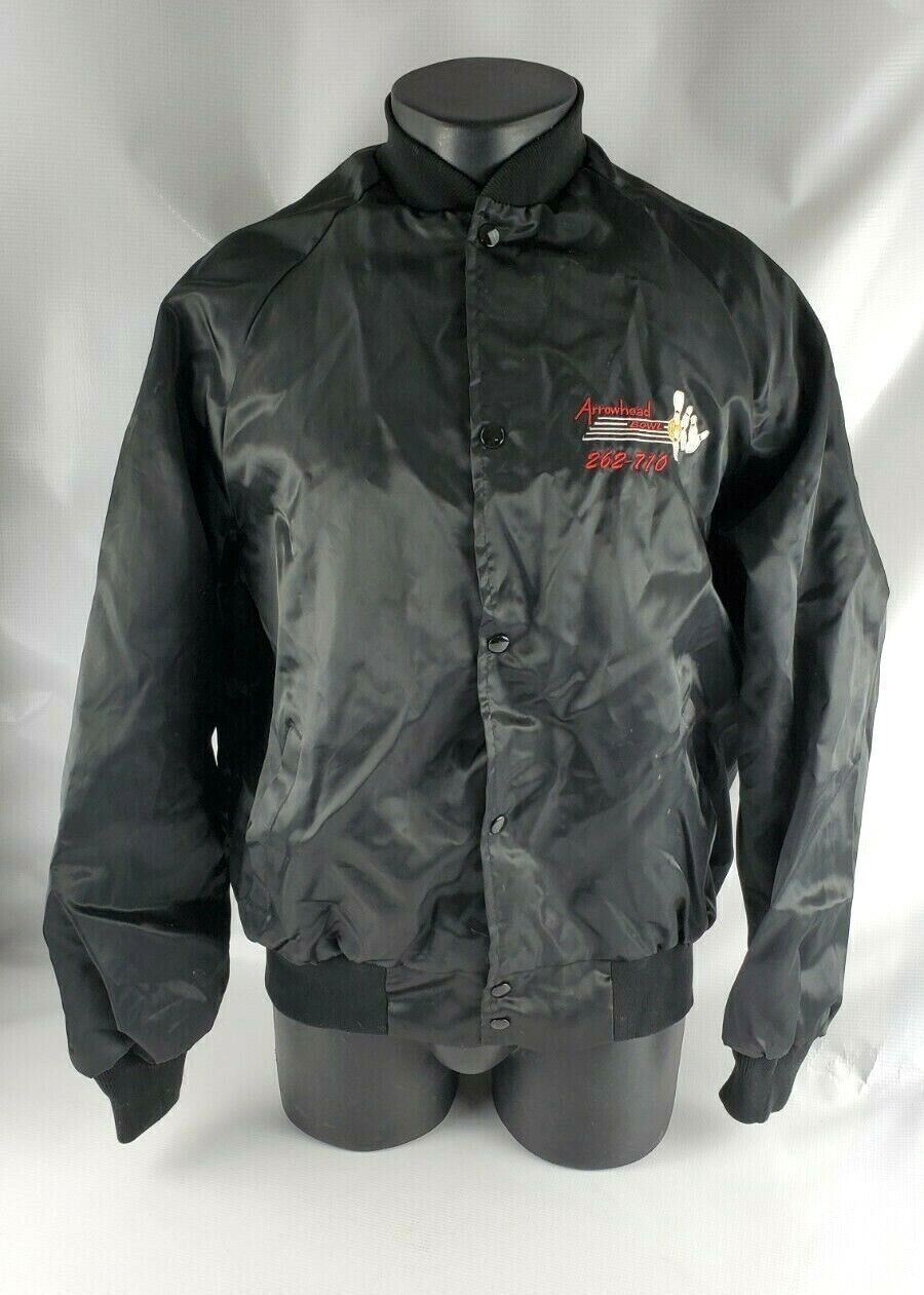 Vintage Arrowhead Bowl Nylon Button Bowling Jacket Adult Size Large (L ...
