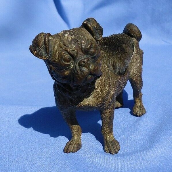 BRONZE PUG PEN WIPE AUSTRIA 5" VICTORIAN DOG MARKED figurine | eBay