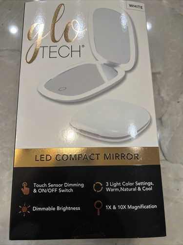 GloTech LED Compact Makeup Mirror – White New | eBay