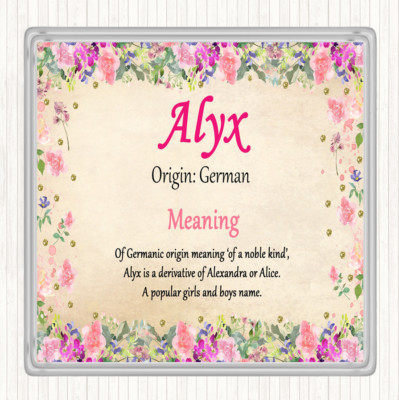 Alyx Name Meaning Drinks Mat Coaster Floral | eBay UK